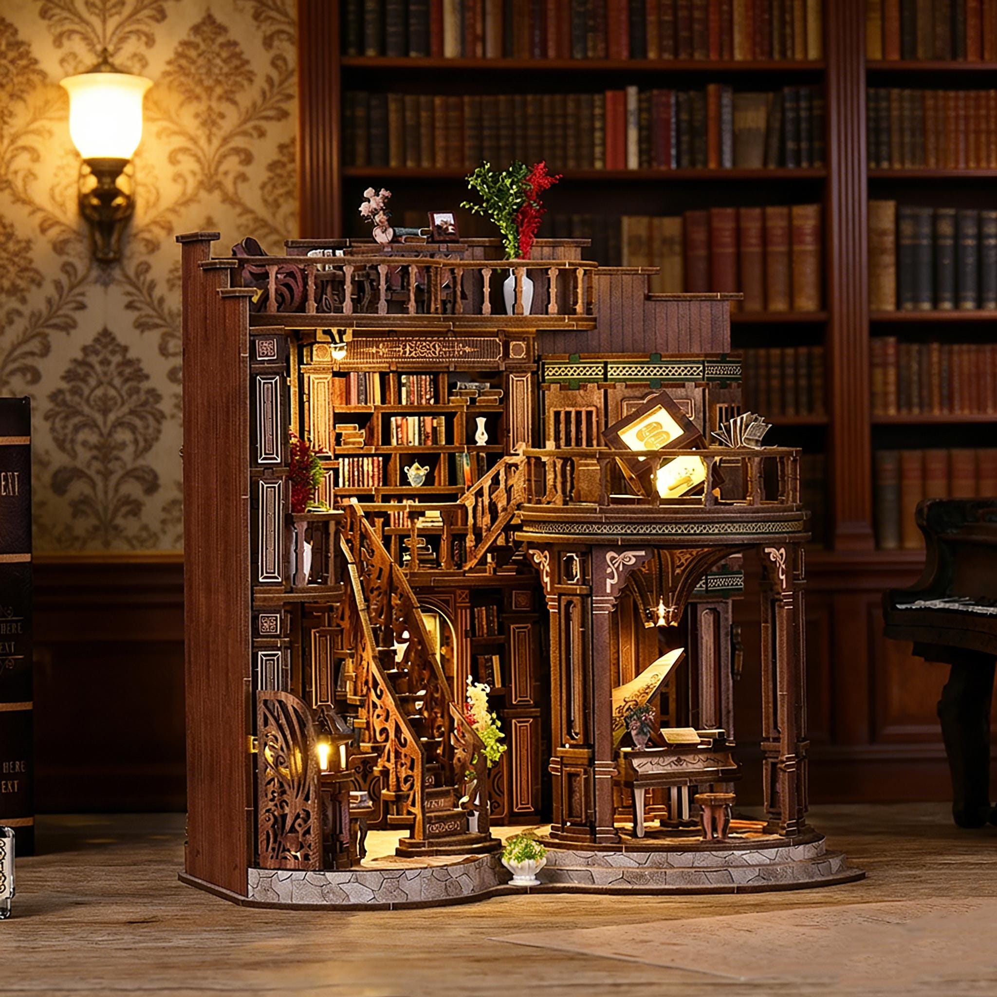 DIY Book Nook Library Kit | Miniature Wooden Bookshelf Insert - Etsy