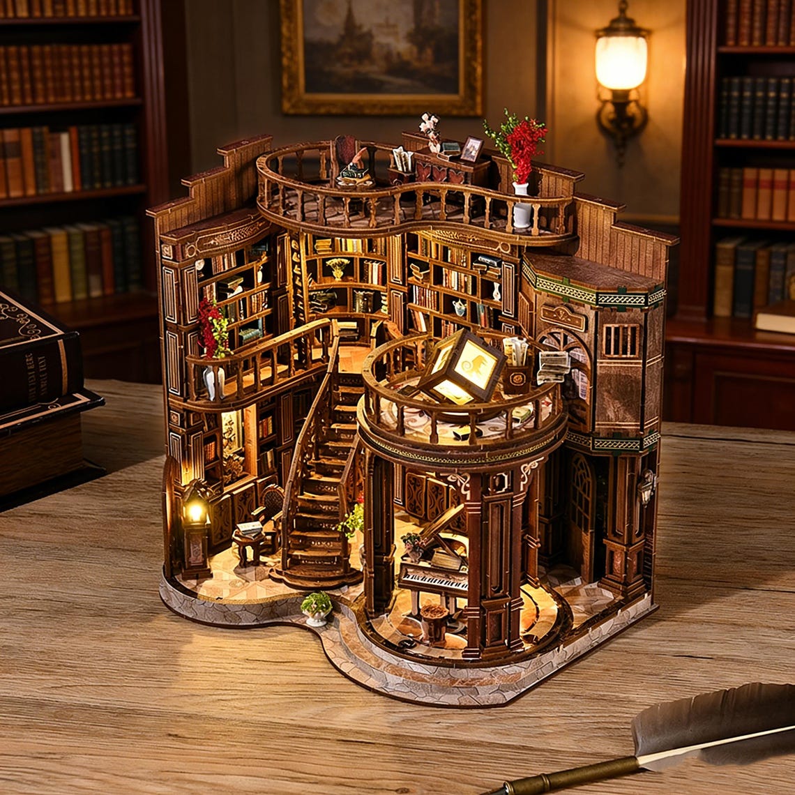 DIY Book Nook Library Kit | Miniature Wooden Bookshelf Insert - Etsy