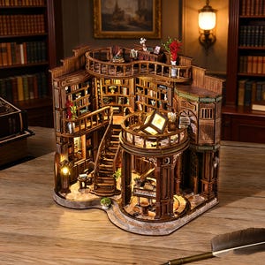 DIY Book Nook Library Kit | Miniature Wooden Bookshelf Insert - Etsy