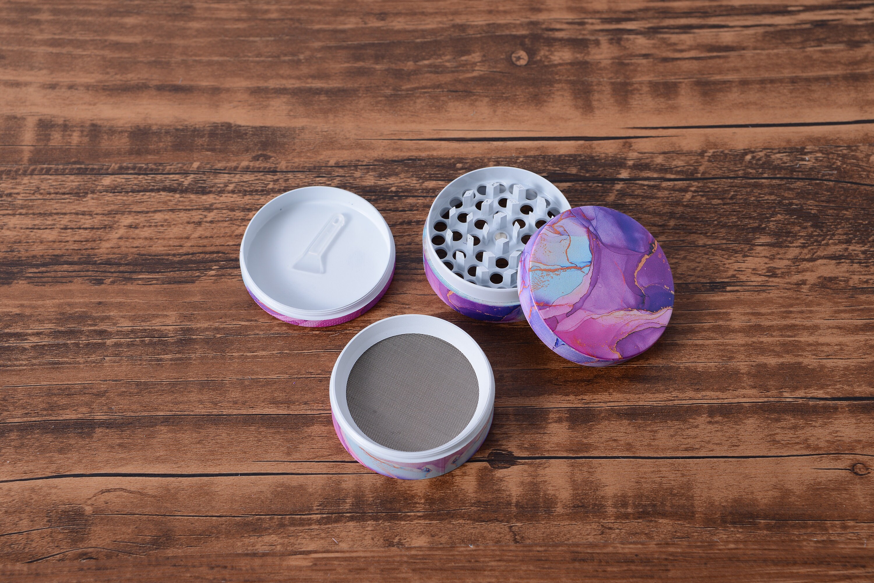 Handcrafted Marbled Grinder, Unique Purple and Blue Swirls, Compact ...