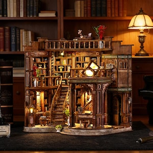 DIY Book Nook Library Kit | Miniature Wooden Bookshelf Insert - Etsy