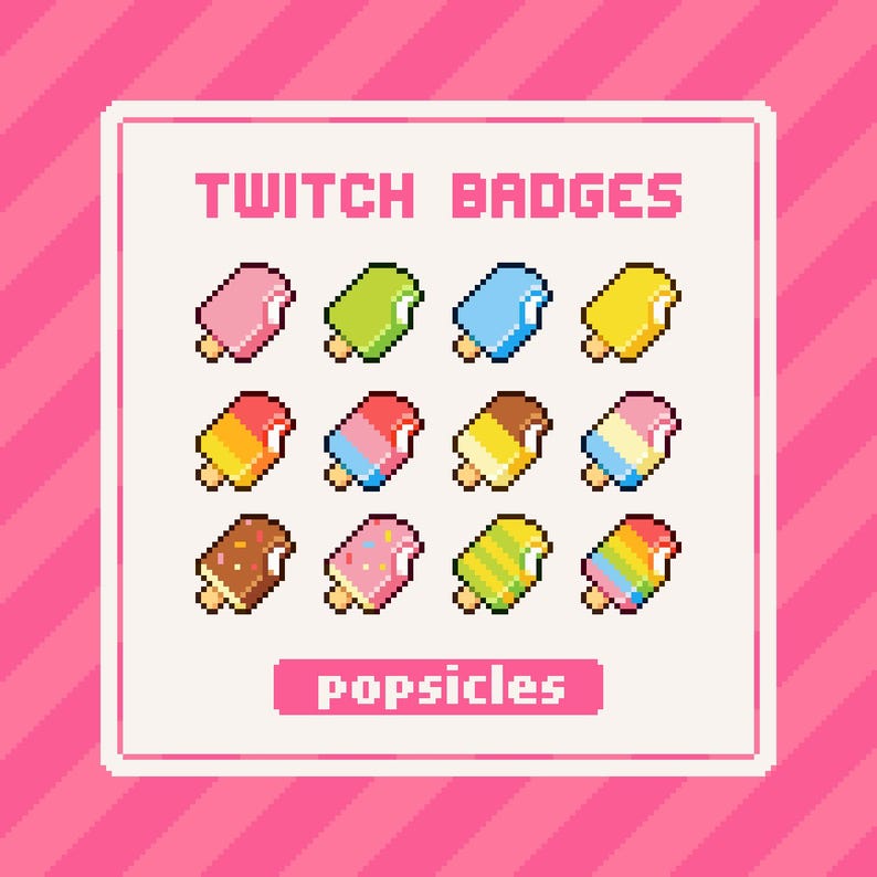 Popsicles Badges for Twitch - Bundle of 24 Premade Subscriber Badges ...