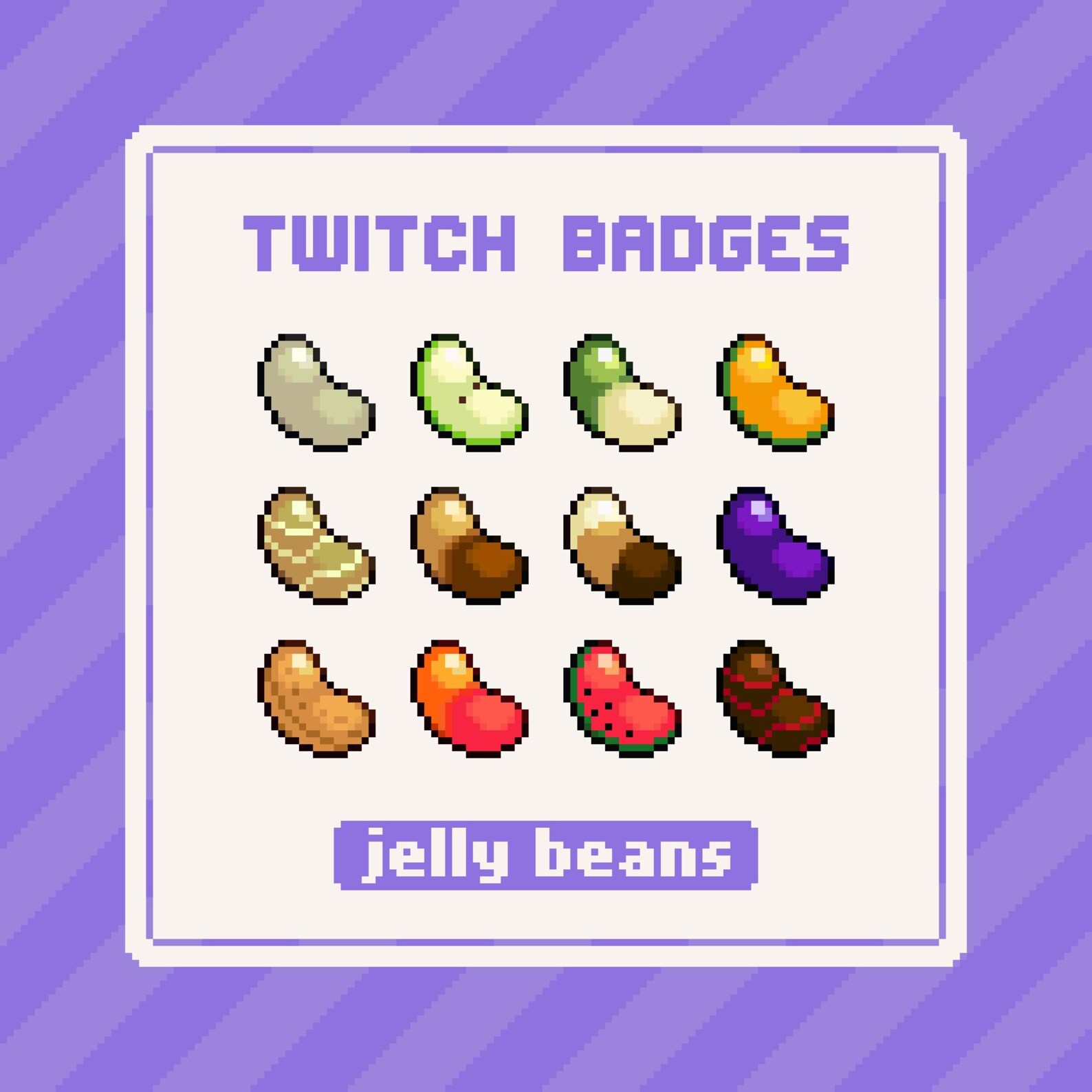Jelly Bean Badges: Pixel Art Assets for Twitch (bundle of 24 Sub Badges ...