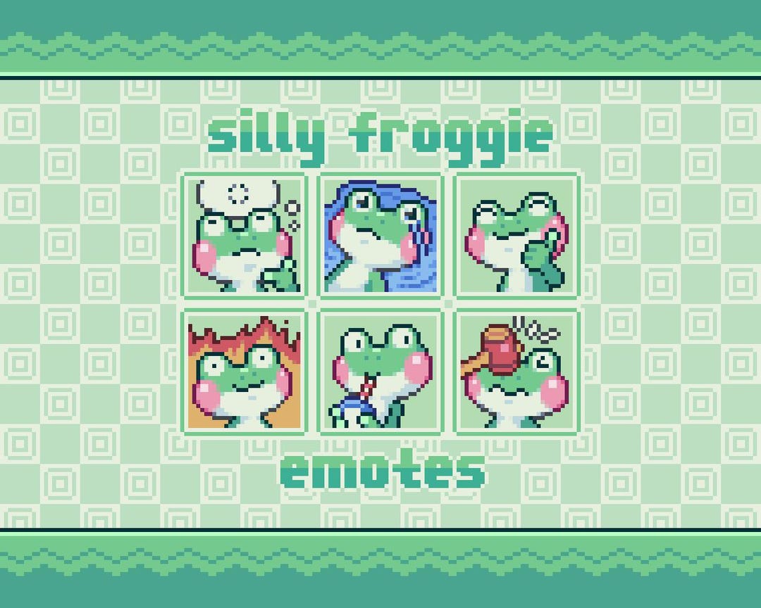 Silly Froggie Emotes: Pixel Art Assets for Twitch (bundle of 6 Premade ...