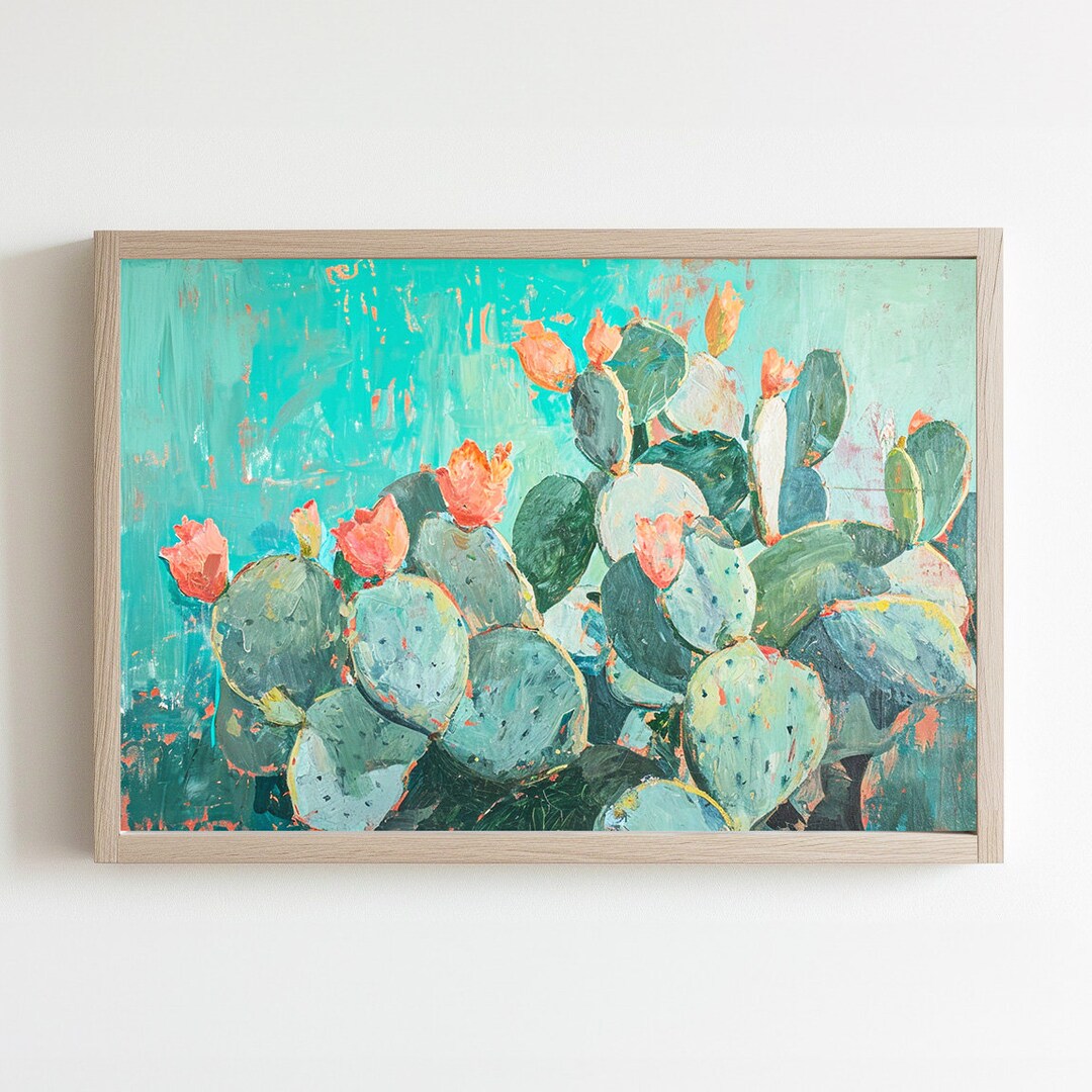 Cactus Art, Pastel Wall Painting, Framed Cacti Print, Canvas Artwork - Etsy