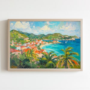St. Martin Art Print, Tropical Painting, Caribbean Landscape Canvas, St ...