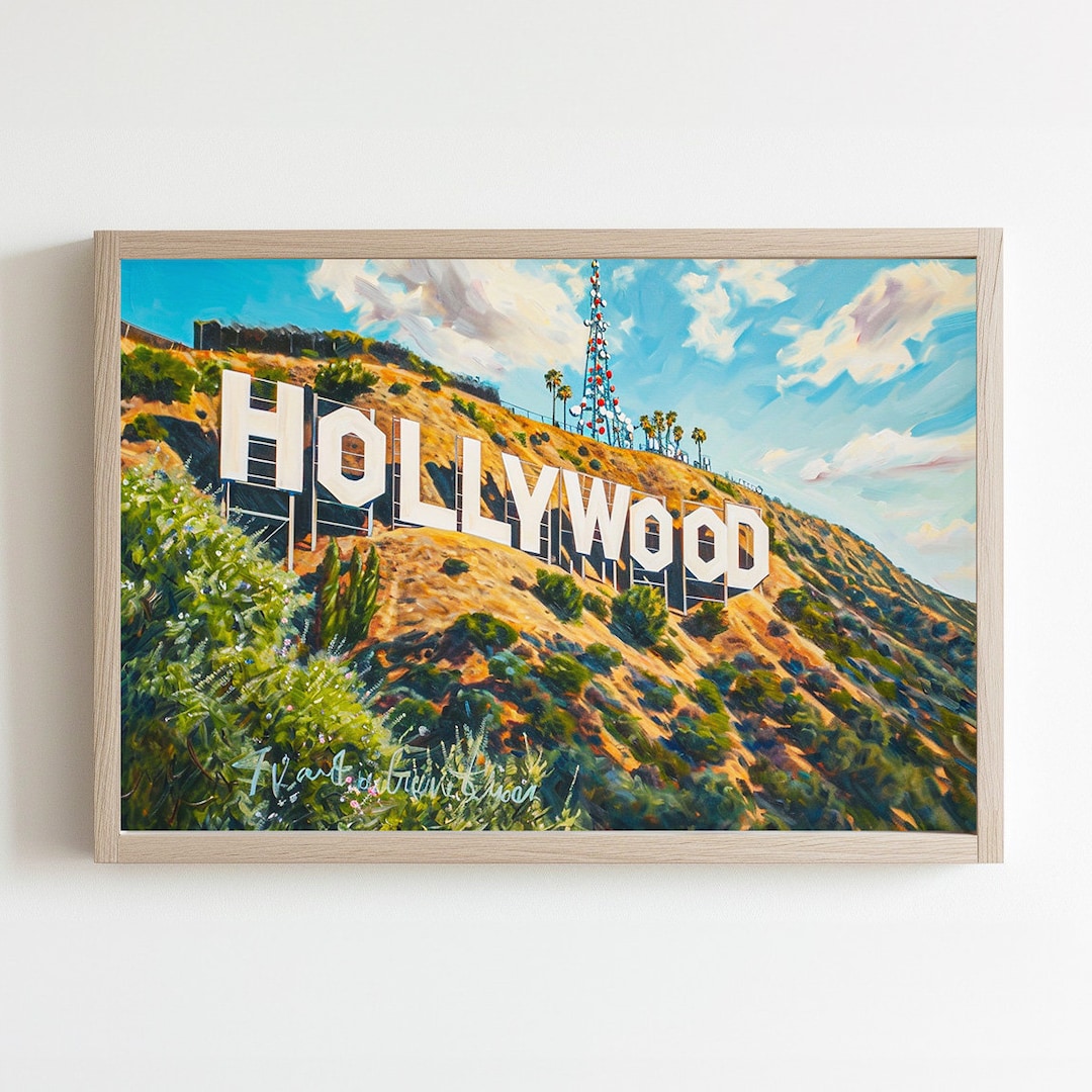 Hollywood Sign Wall Art Print, Framed California Hills Travel Poster ...