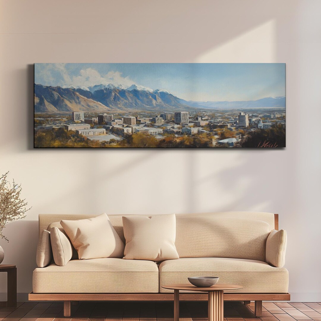 Provo Utah Wall Art, Panoramic Canvas Landscape, Horizontal Print ...