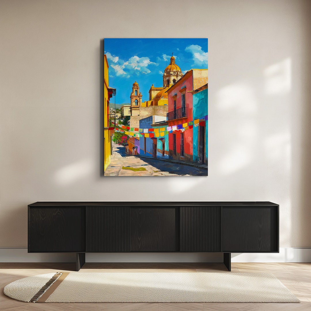 Mexico Oaxaca Wall Art, City Canvas Print Decor, Vertical Painting ...