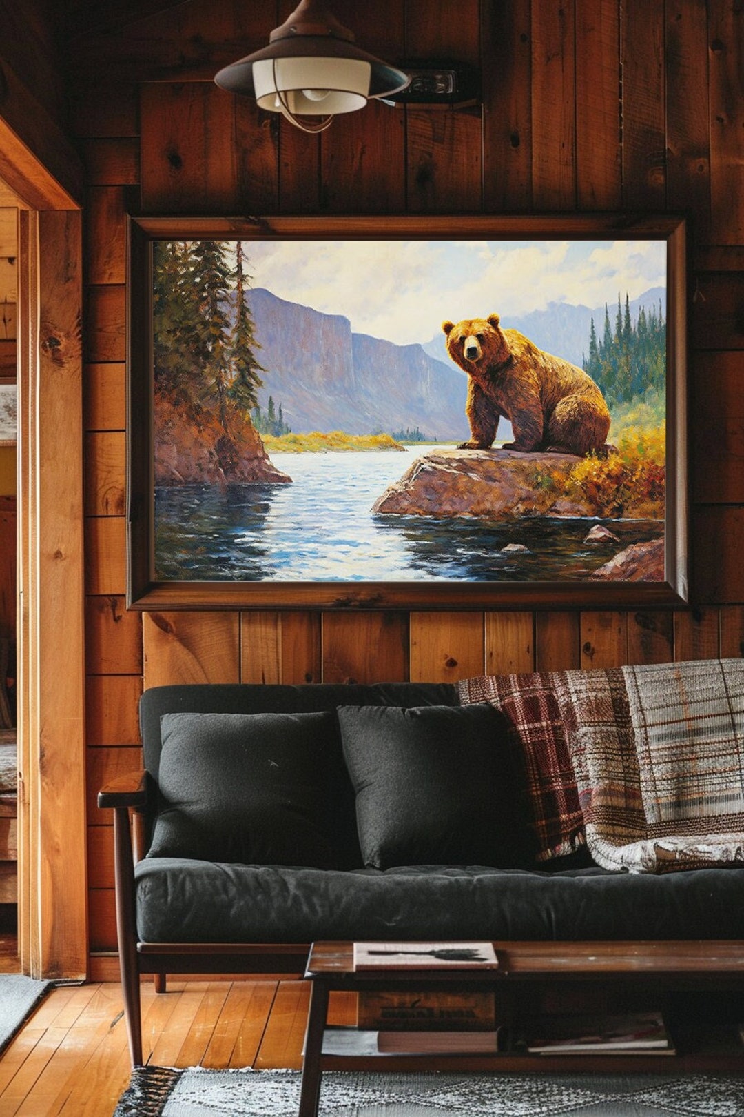 Lake Tahoe Wall Art, Bear Cabin Print, Framed Nature Landscape, Lodge ...