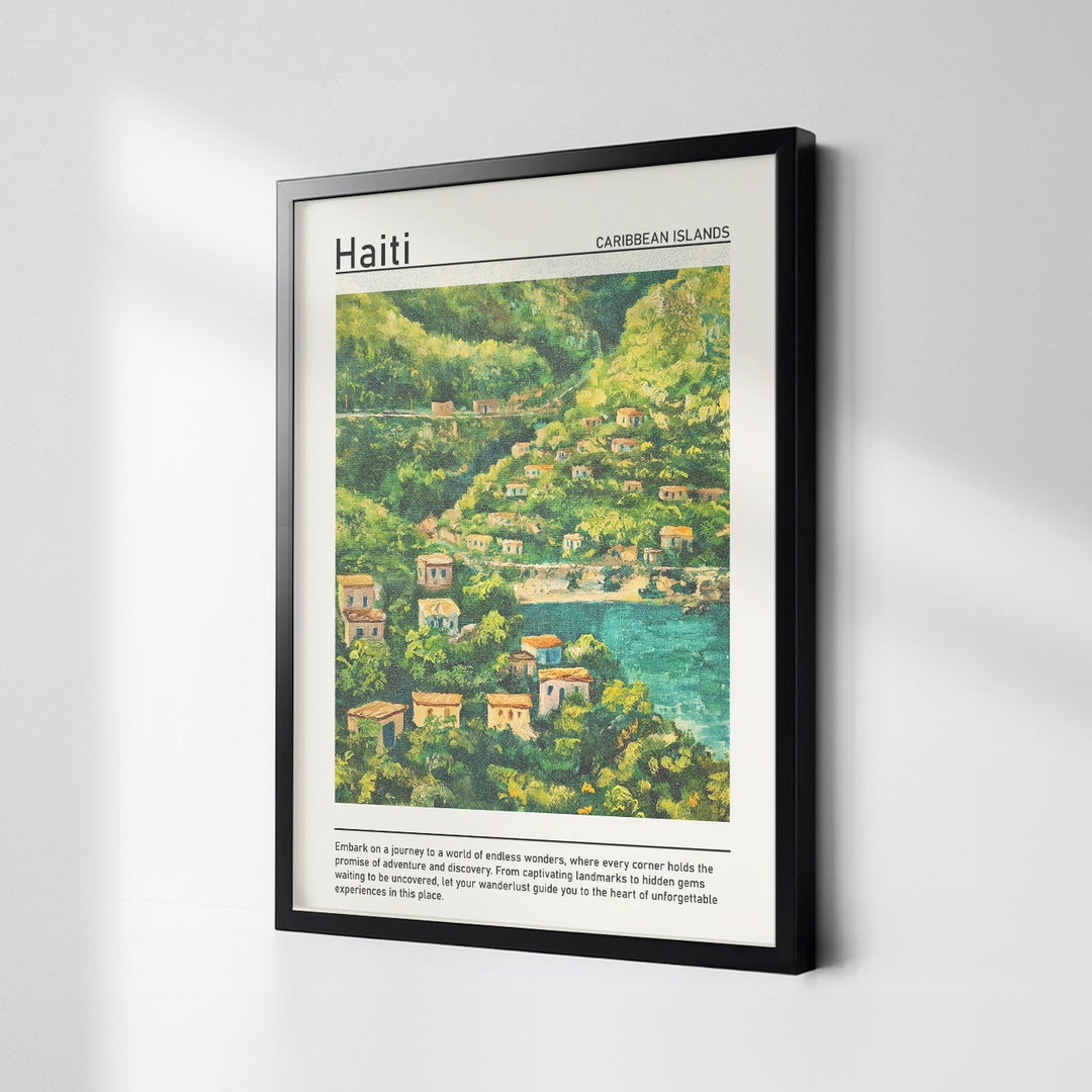 Haiti Travel Poster, Caribbean Wall Art Print, Islands Beach Canvas ...