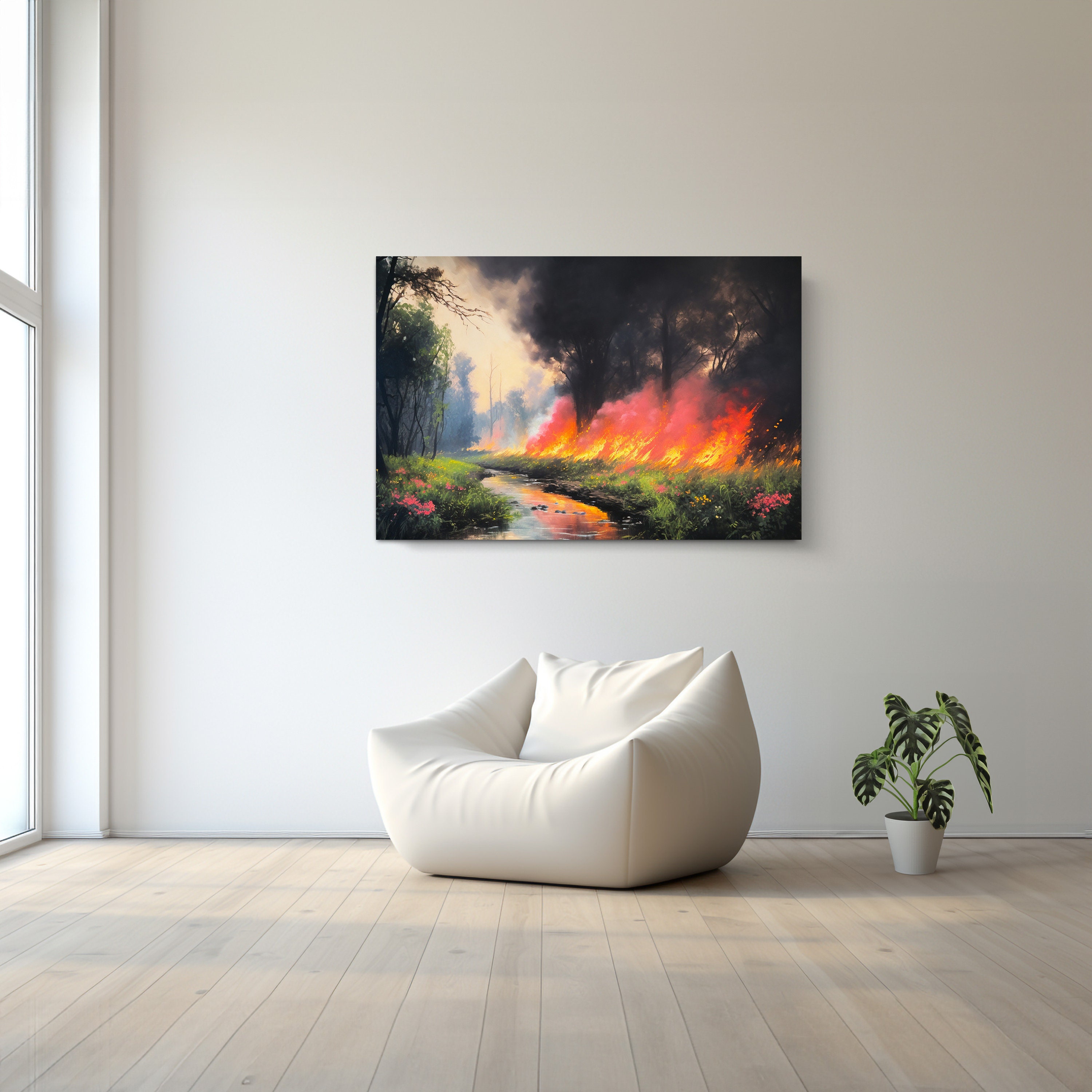 Artful Fire Art, Forest Fire Painting, Wall Canvas - Etsy