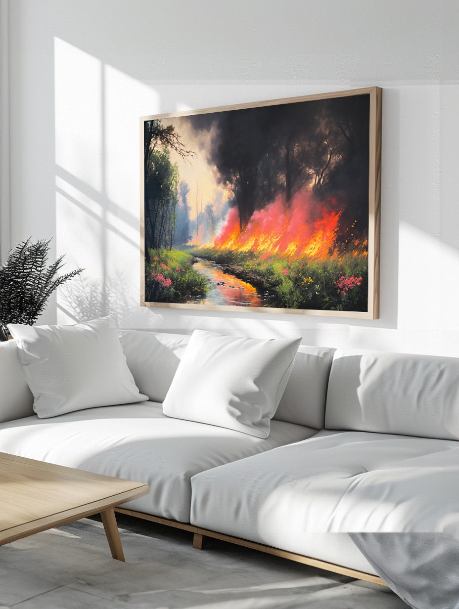 Artful Fire Art, Forest Fire Painting, Wall Canvas - Etsy