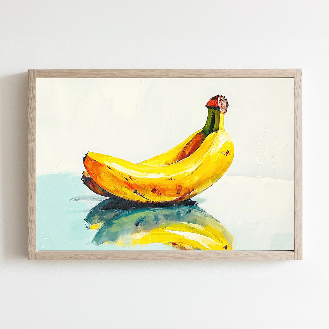 Banana Wall Art Print, Framed Kitchen Decor, Minimal Still Life Canvas ...