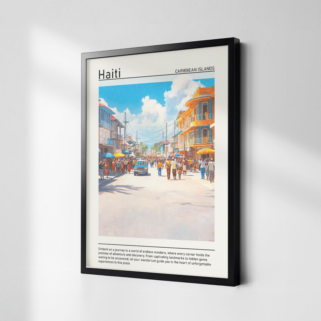 Haiti Travel Poster, Caribbean Wall Art Print, Framed Islands Beach ...