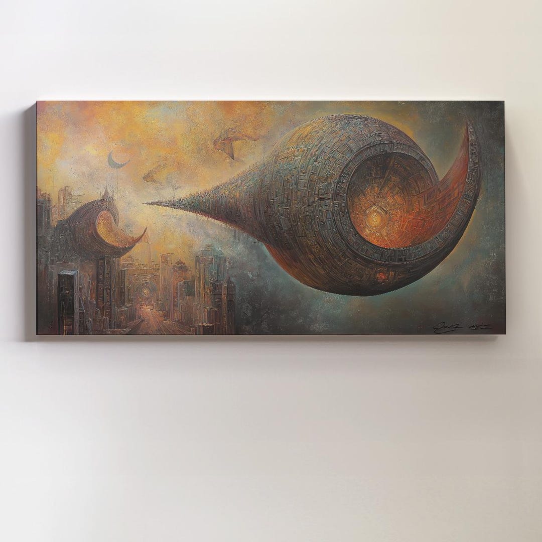 Abstract Sci-fi Wall Art Print, Space Landscape Wide Canvas, Panoramic ...