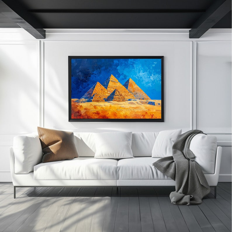 Ancient Pyramids Painting, Epyptian Wall Art Print, Landscape Canvas ...