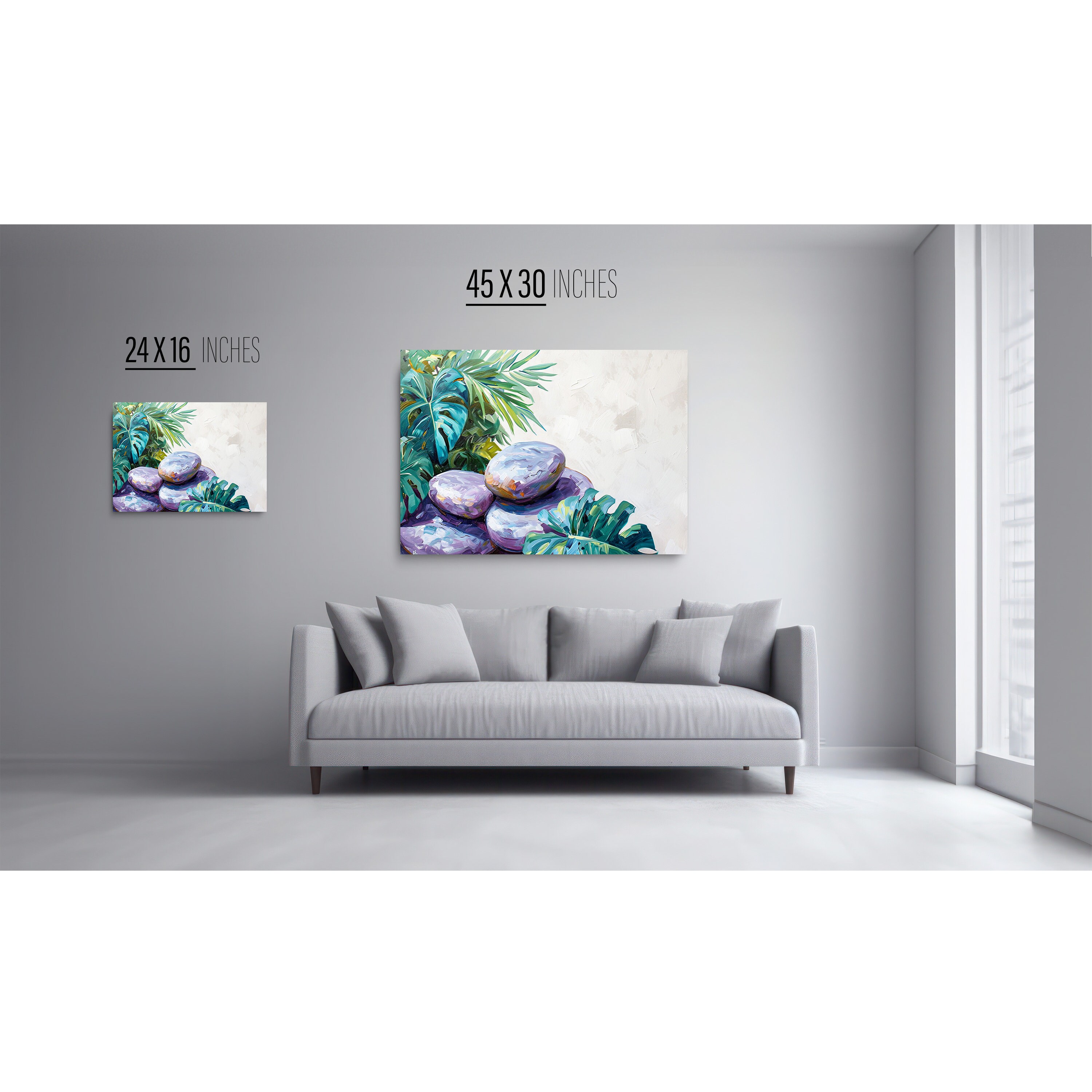 Pastel Spa Rocks Wall Art, Purple Vibes Print, Framed Meditative Yoga ...