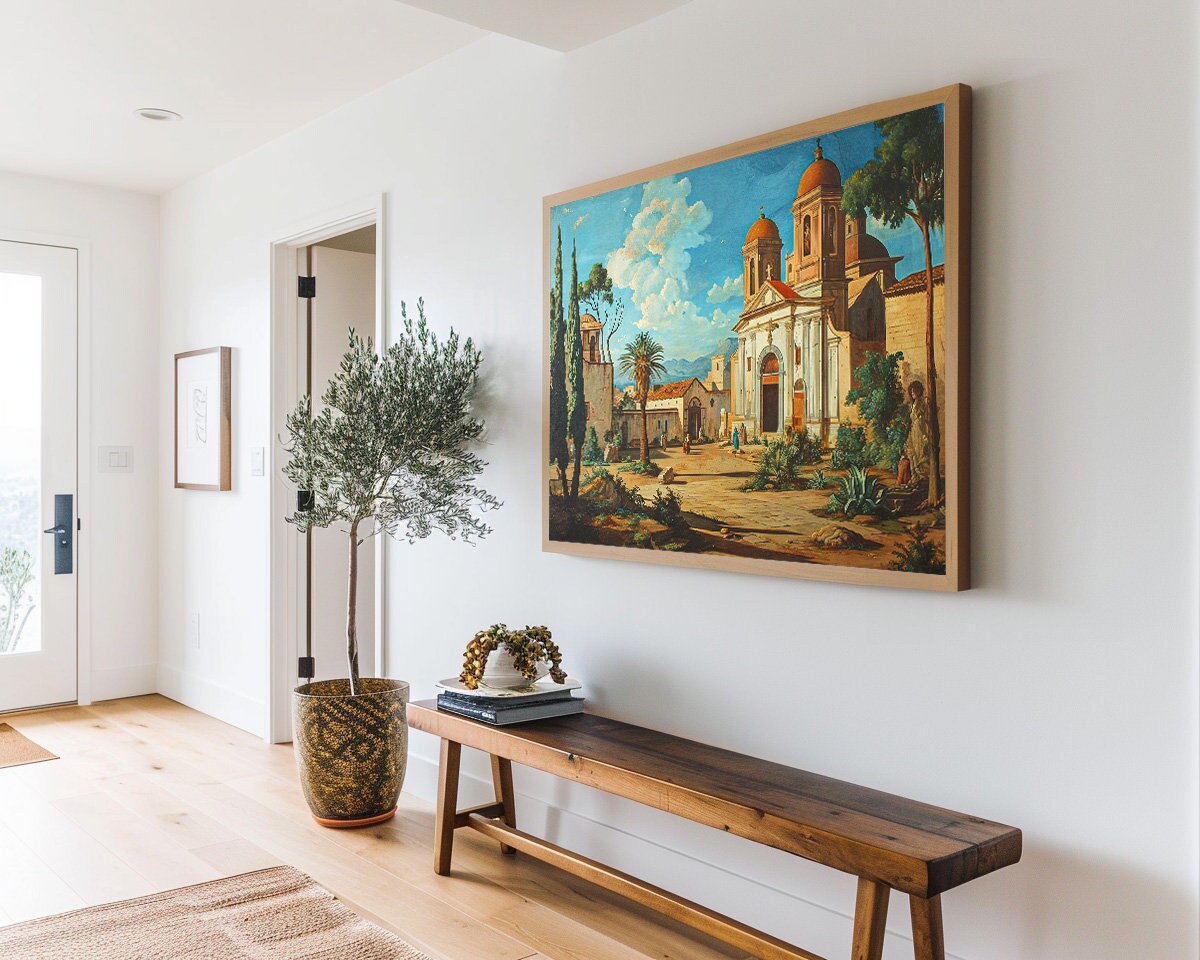 Mexican Mission Wall Art Print, Traditional Hispanic Folk Decor, Latin ...