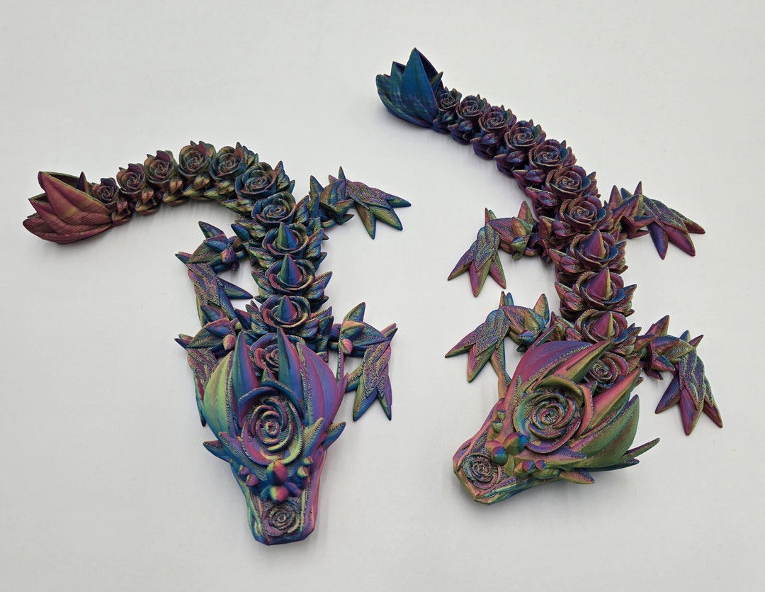 Rainbow Rose Dragon, Articulating Fidget Toy, Collectible Gift - Etsy