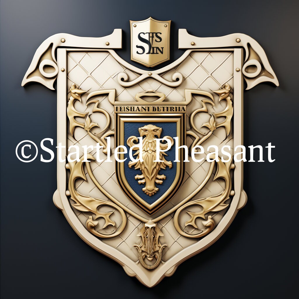 Medieval Majesty: 12 Exquisite Digital Art Tiles of Noble Shields and ...