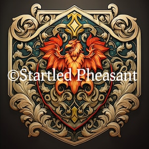 Medieval Majesty: 12 Exquisite Digital Art Tiles of Noble Shields and ...