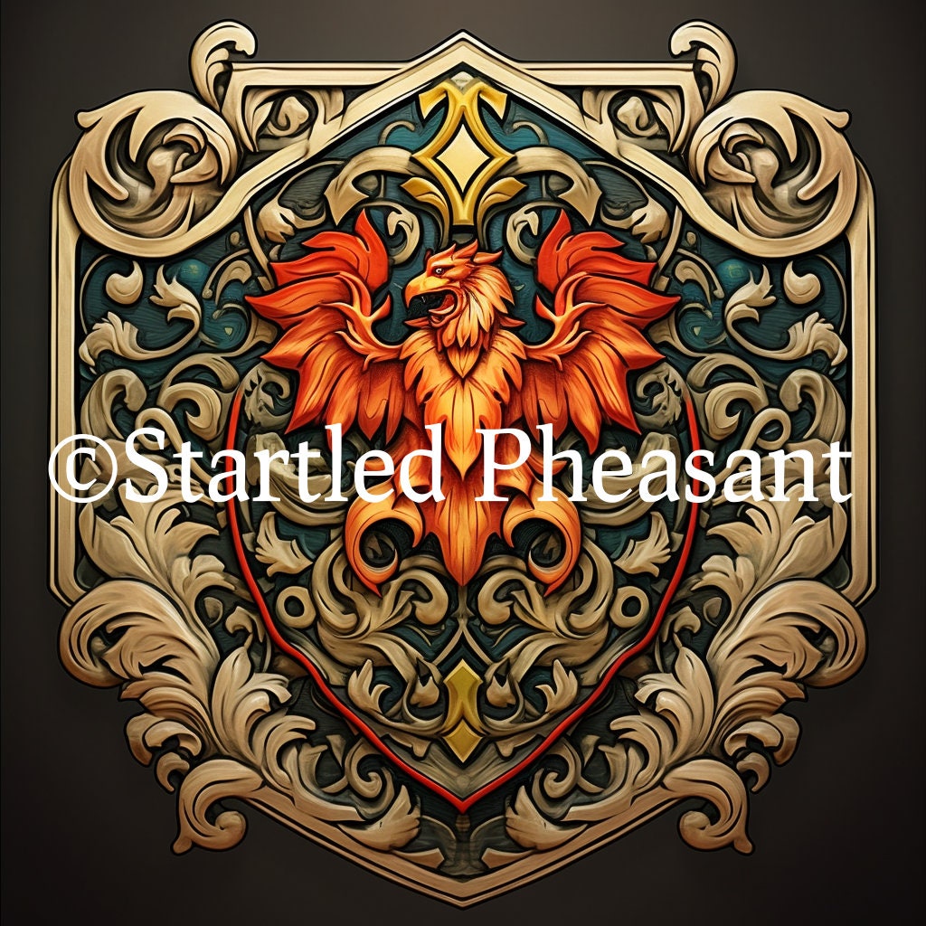 Medieval Majesty: 12 Exquisite Digital Art Tiles of Noble Shields and ...