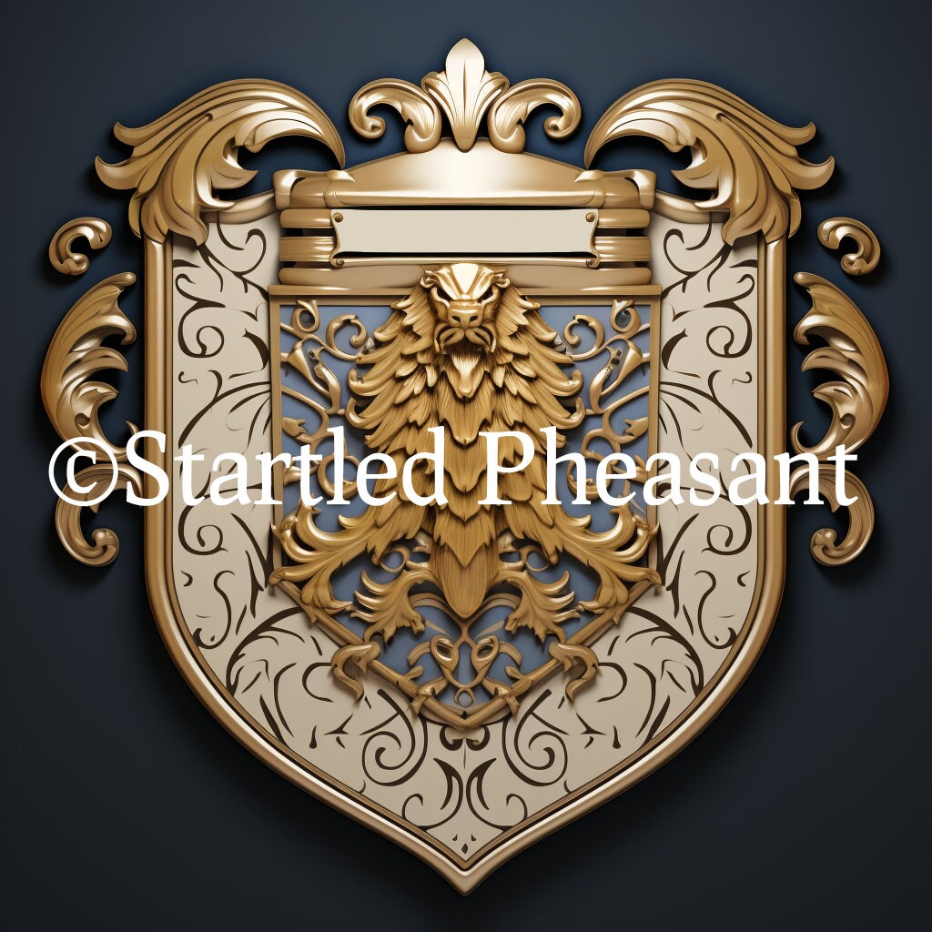 Medieval Majesty: 12 Exquisite Digital Art Tiles of Noble Shields and ...