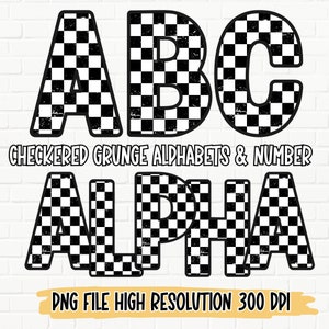 Checkered Grunge Alphabets PNG, Checkered Letters PNG, Sublimation Font ...