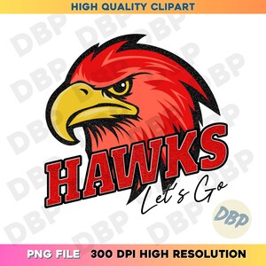 Let's Go Hawks PNG, Hawks Glitter Design, Sport Mascot PNG, Red Hawks ...