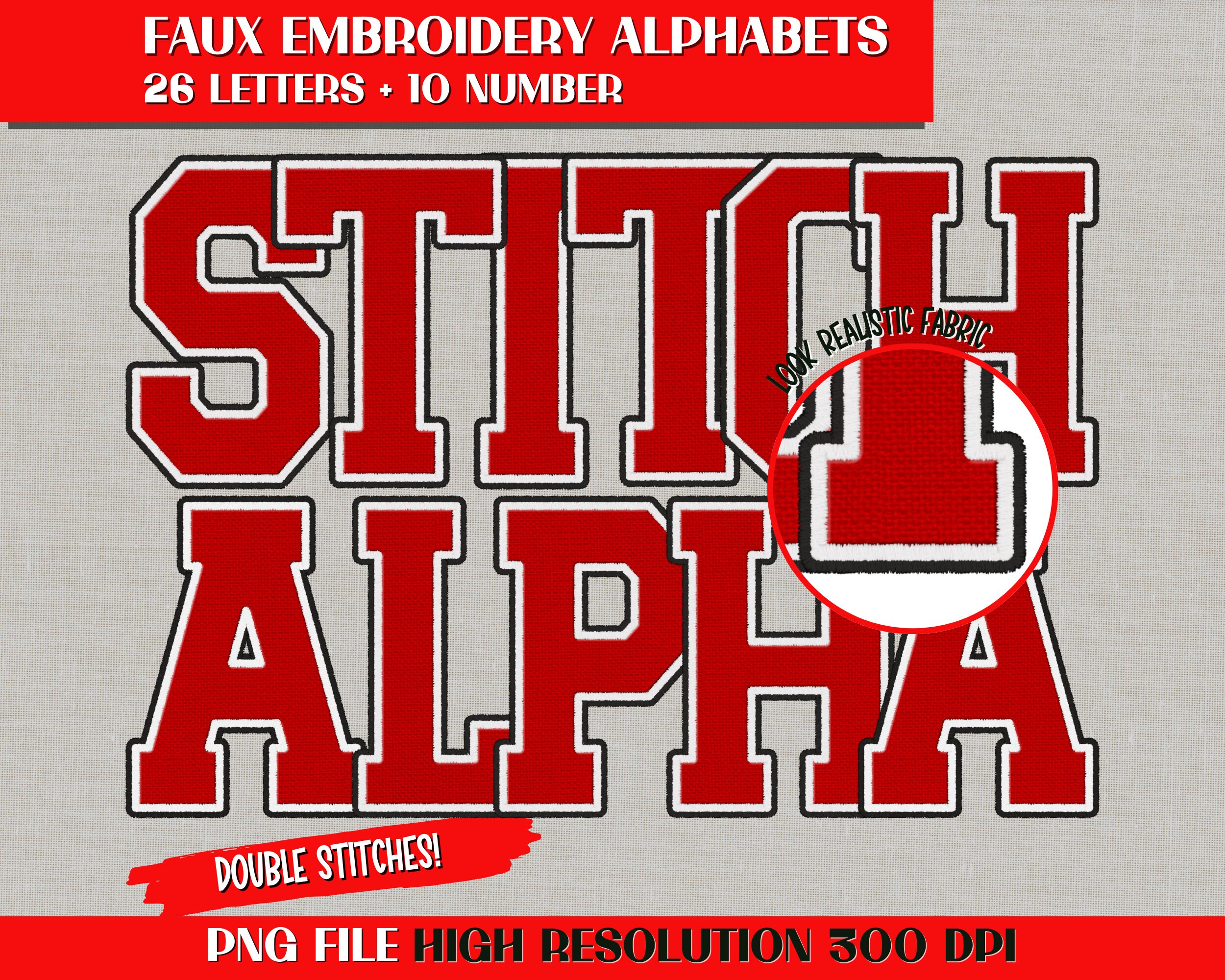 Faux Embroidery Letter PNG, Faux Stitch Letters, Varsity Alphabets PNG ...