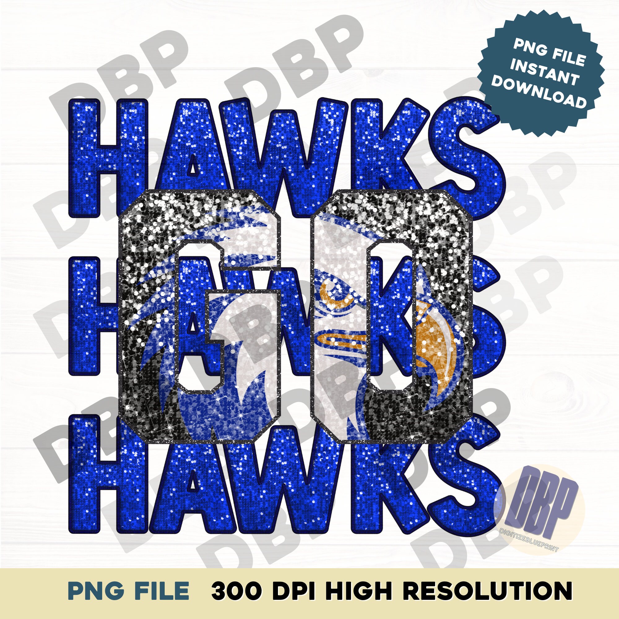 Go Hawks PNG, Faux Glitter Design, Hawk Sequin Embroidery PNG, Sequin ...