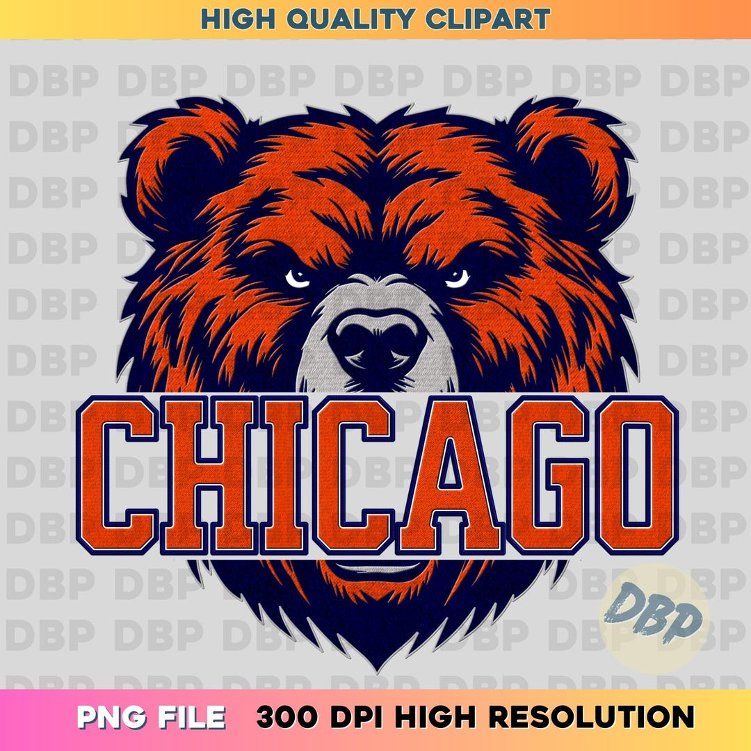 Chicago Spirit Mascot PNG, Faux Embroidery Chicago Football Design ...