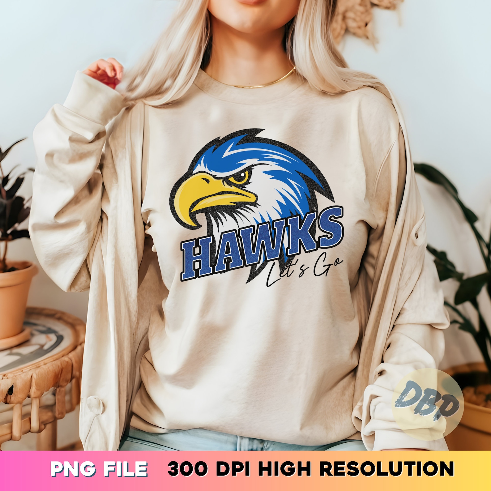 Blue Hawks PNG, Hawks Glitter Design, Sport Mascot PNG, Hawks Mascot ...