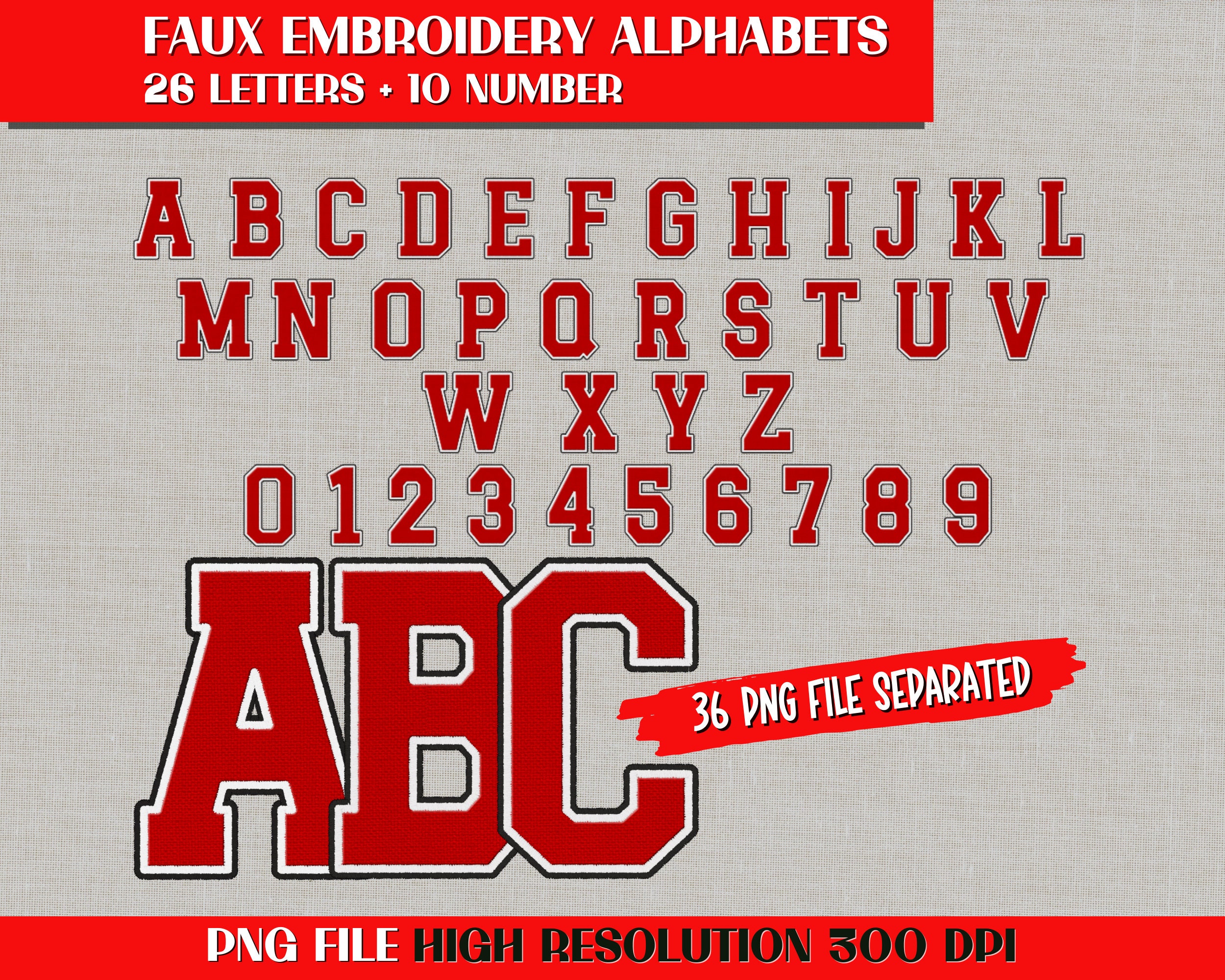 Faux Embroidery Letter PNG, Faux Stitch Letters, Varsity Alphabets PNG ...