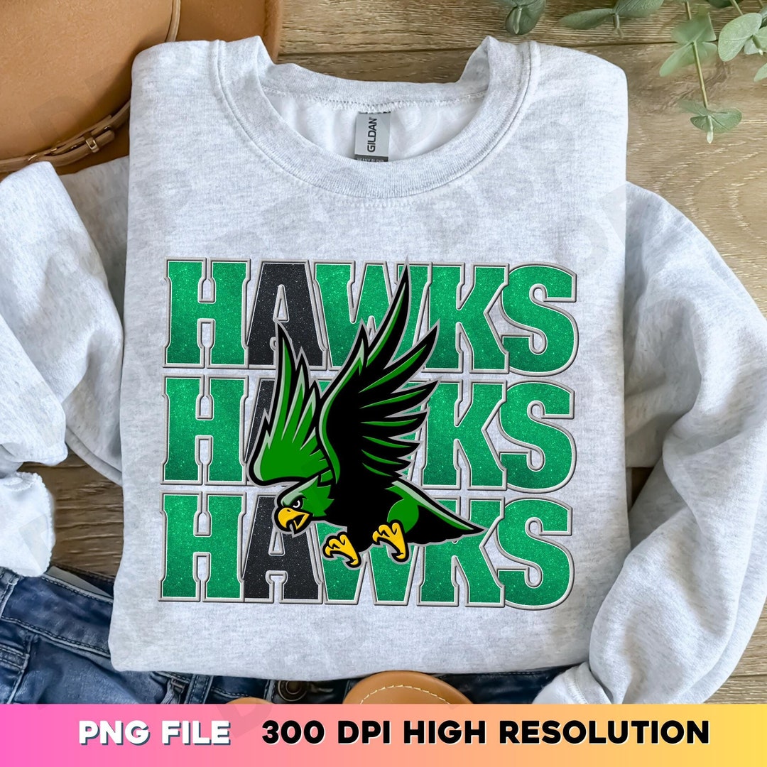 Green Hawks PNG, Glitter Hawks Stacked Design, School Spirit Shirt ...