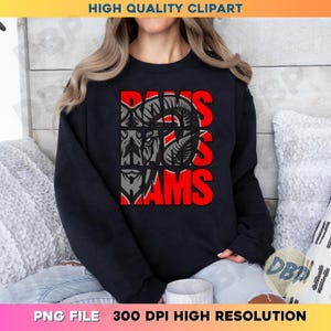 Red Rams Spirit Shirt PNG, Rams Mascot Sublimation Download, School ...