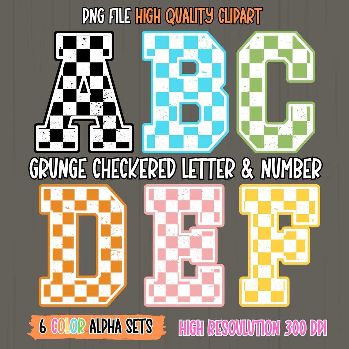 Grunge Checkered Alphabets PNG, Checkered Varsity Letters Clipart ...
