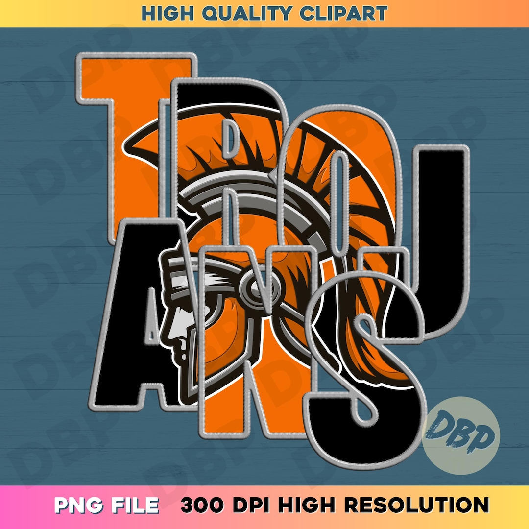Trojans Orange and Black PNG, Trojans Mascot Design, School Spirit ...