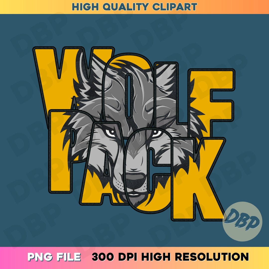 Gold Wolfpack PNG, Wolf Shirt Design, Wolfpack Mascot Clipart, School ...