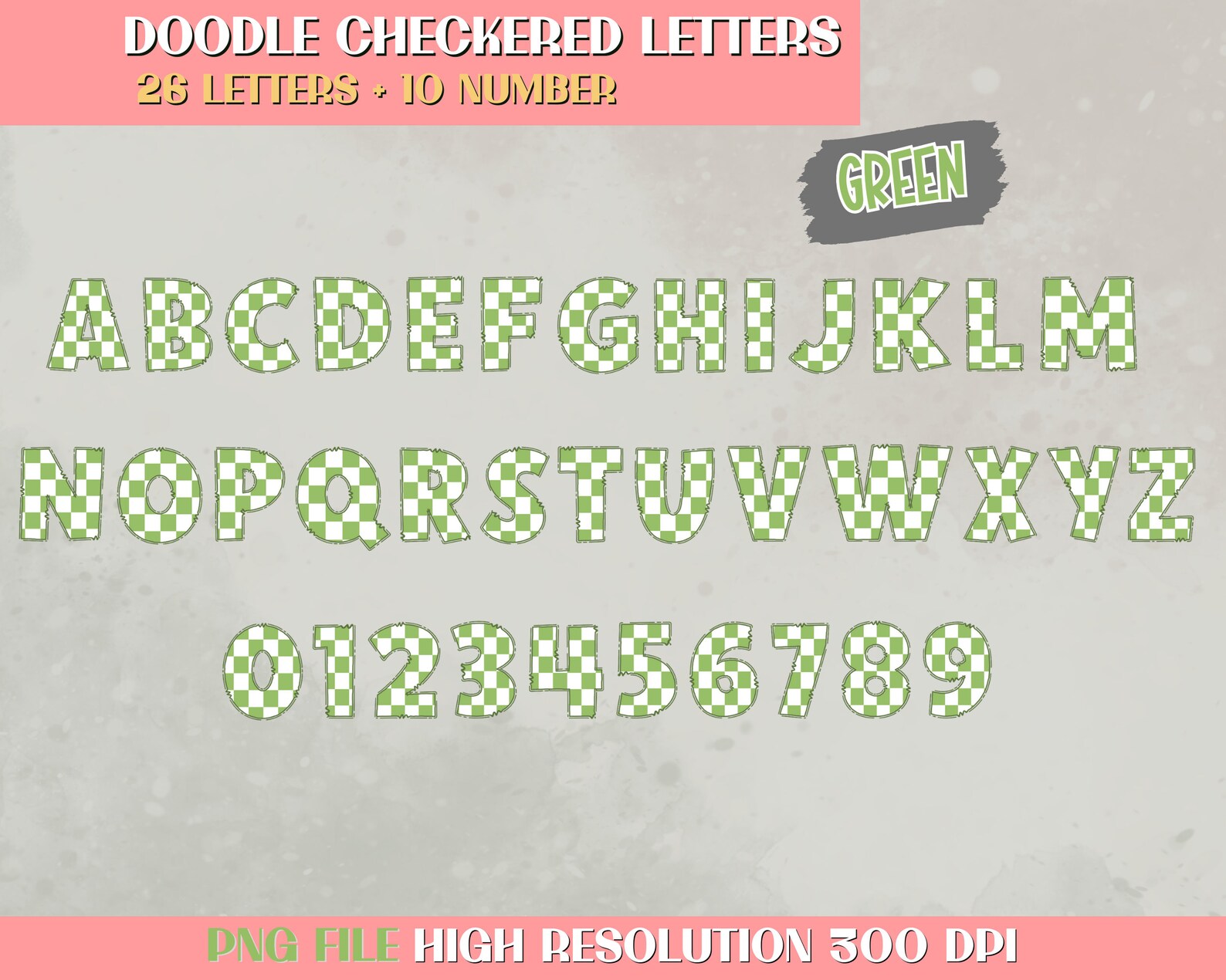 Checkered Doodle Alphabets PNG, Retro Doodle Letters, Sublimation ...