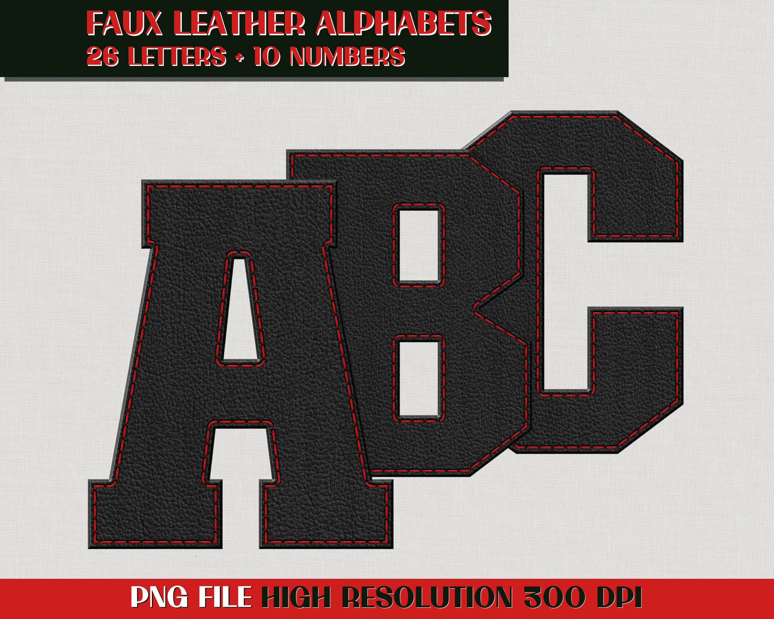 Black Leather Alphabets, Faux Leather PNG, Digital Alphabet Letters ...
