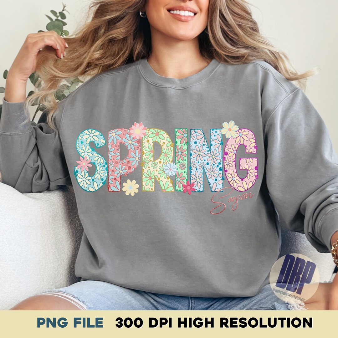 Spring Season PNG, Flowers Easter Sublimation Design, Easter Glitter ...