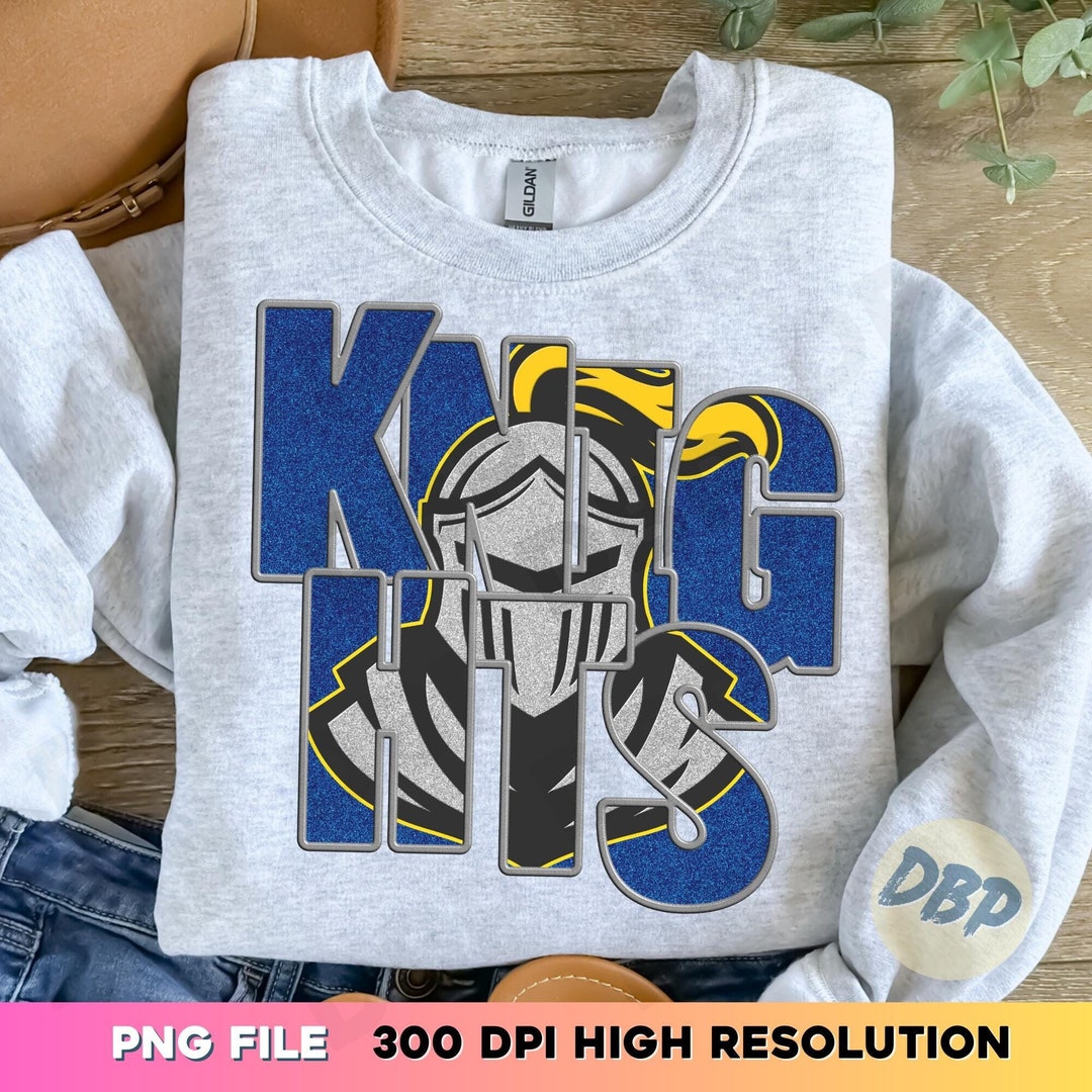 Knights Spirit PNG, Knights Blue Glitter Shirt Design, School Spirit ...