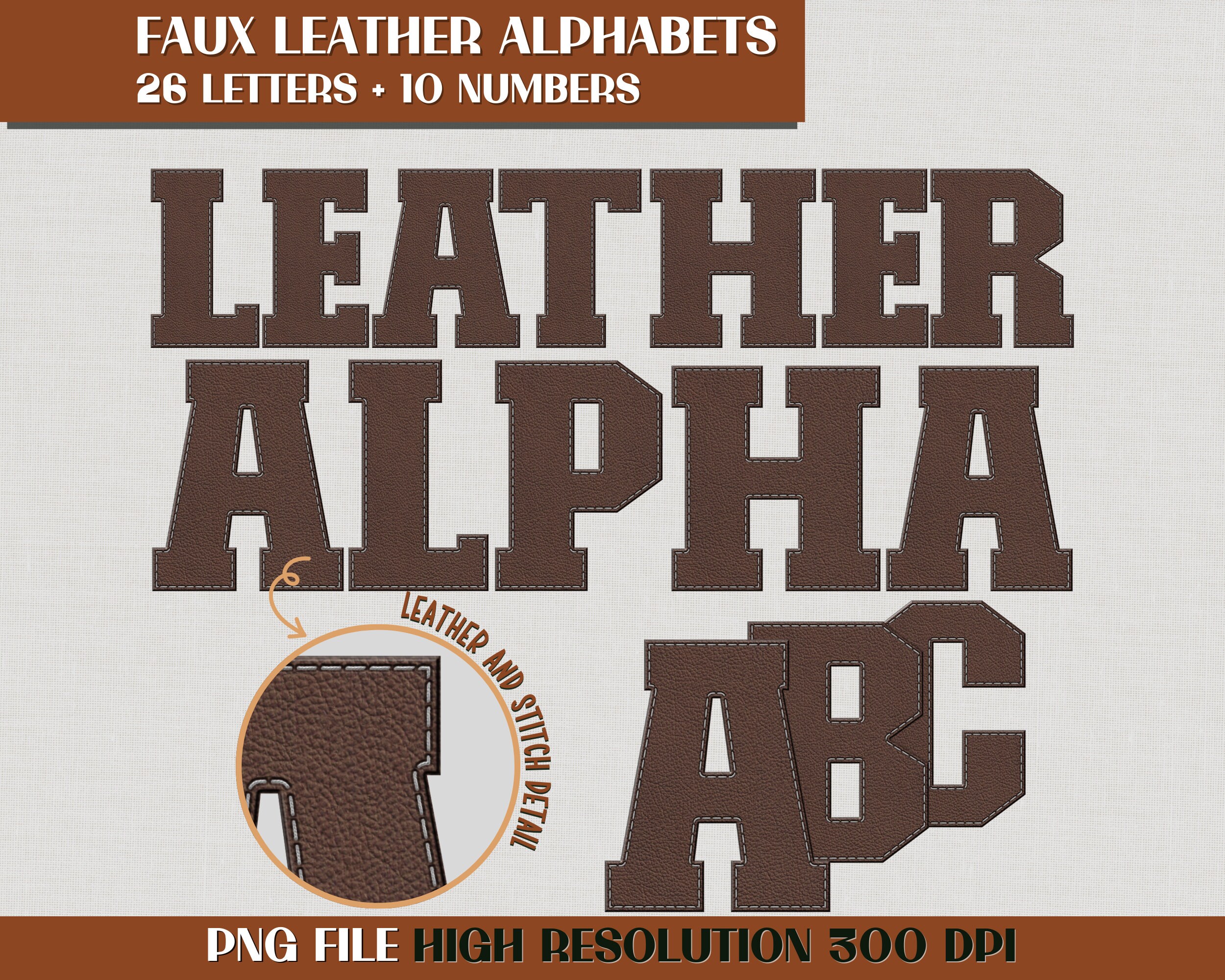 Faux Leather Alphabets, Brown Letters PNG, Digital Alphabet Letters ...