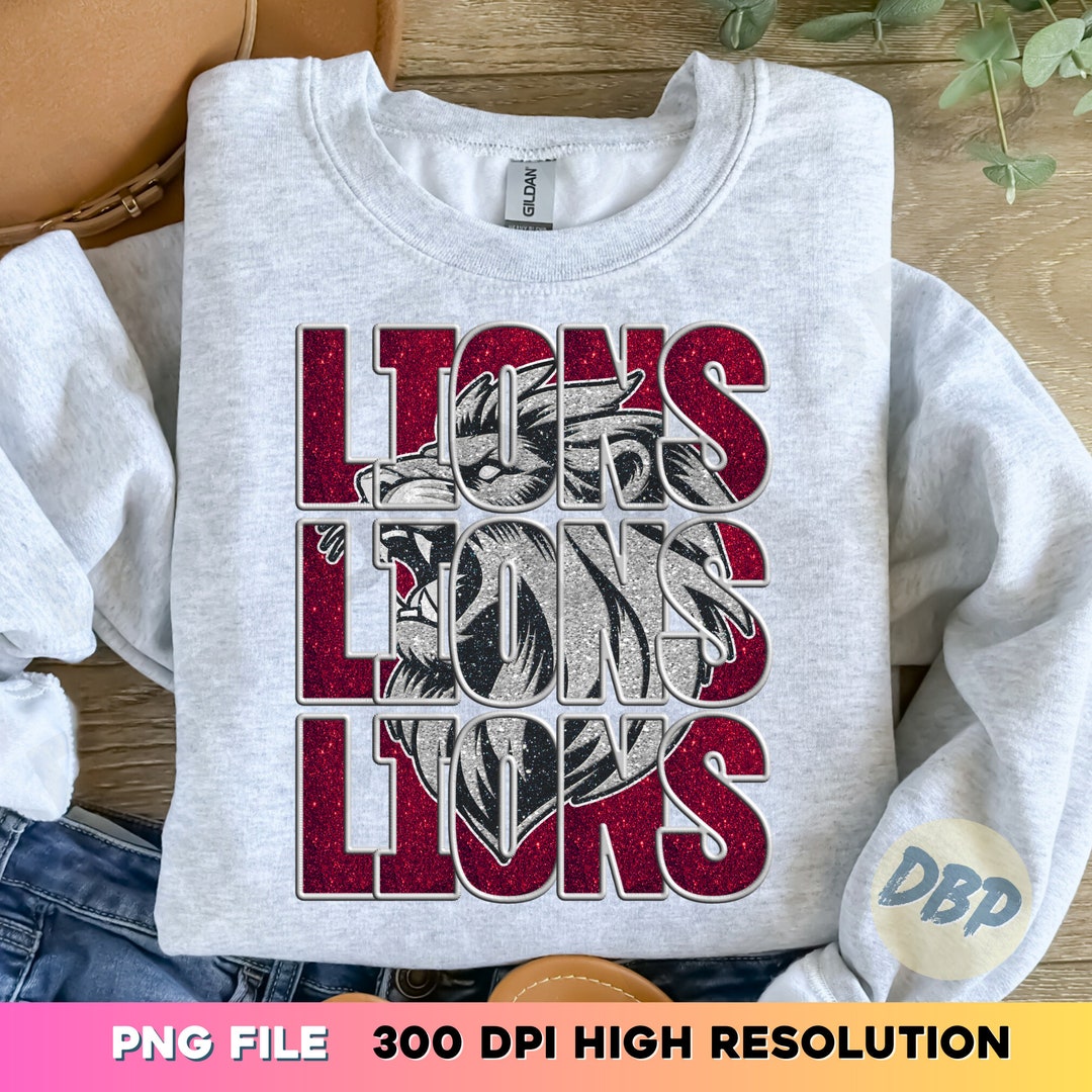 Maroon Lions Mascot PNG, Lions Spirit Shirt Sublimation, Glitter Shirt ...