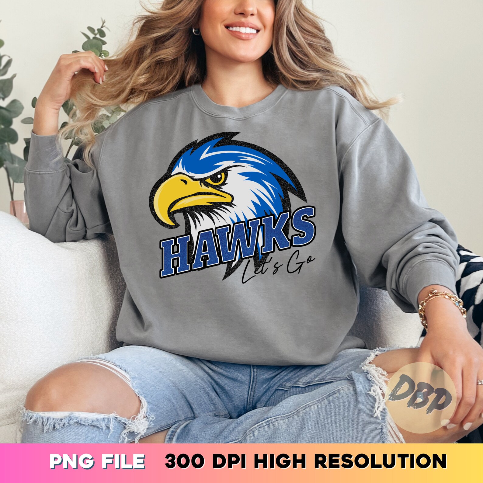 Blue Hawks PNG, Hawks Glitter Design, Sport Mascot PNG, Hawks Mascot ...