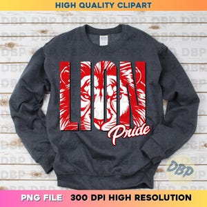 Lion Pride PNG, Red Lion Letters Design, Retro Lion Mascot Sublimation ...