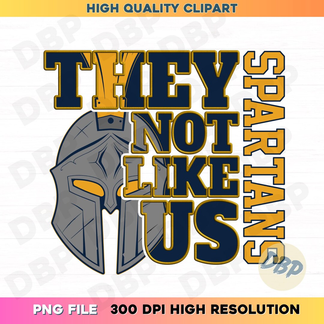 They Not Like Us Spartans PNG, Navy Marigold Mascot Design, School ...