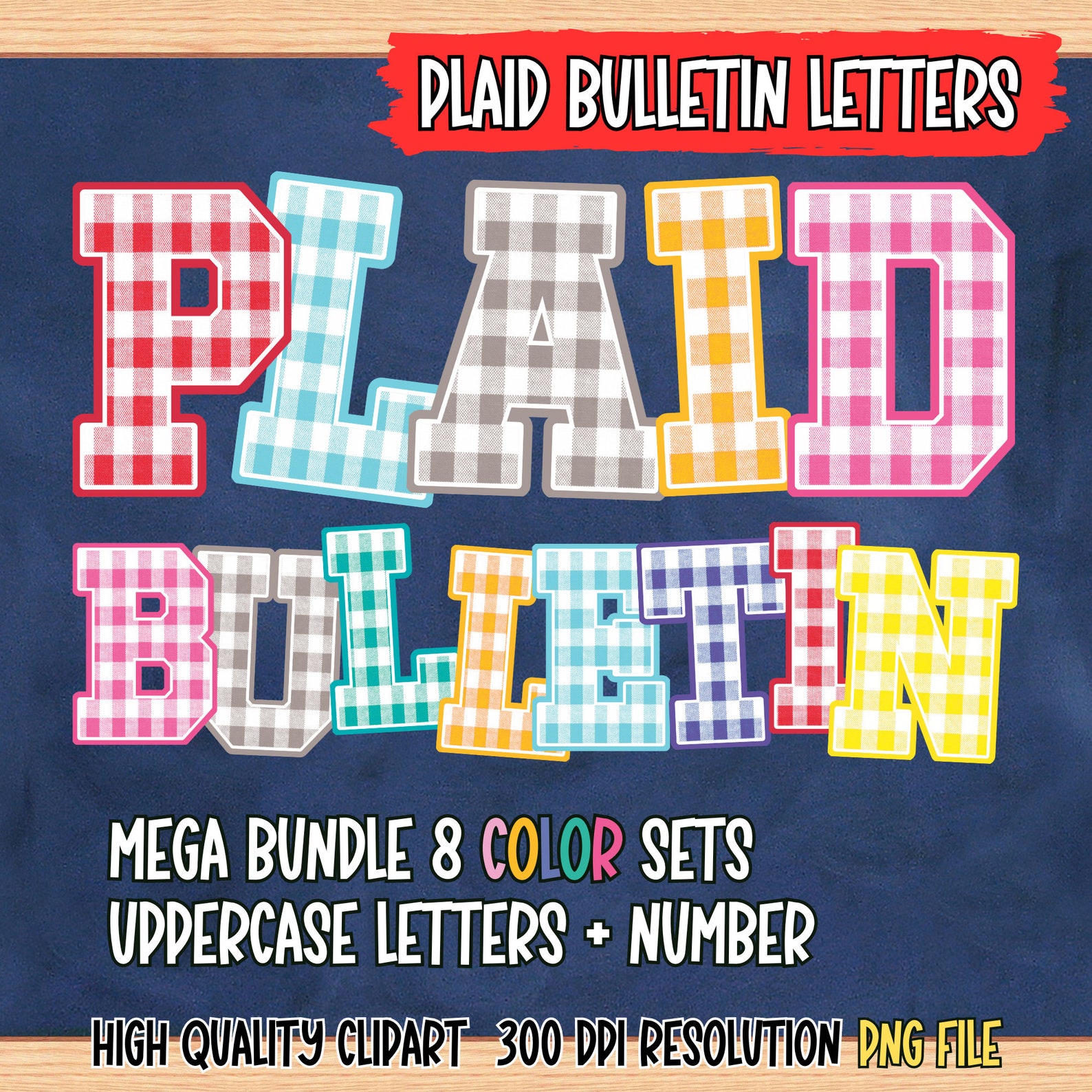 Plaid Alphabet PNG, Varsity Classroom Letters Clipart, Bulletin Board ...